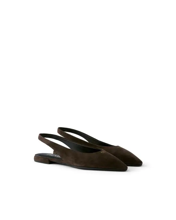 Prada Suede Ballerinas - Brown