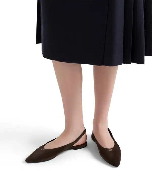 Prada Suede Ballerinas - Brown