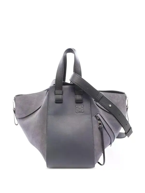 Loewe 2010-2026 Small Calfskin And Suede Hammock Bag Satchel - Grey
