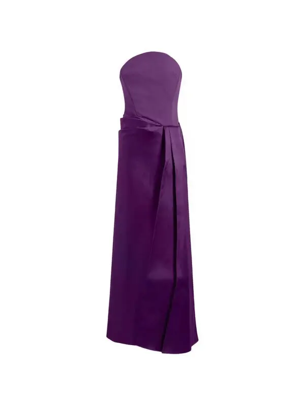 Solace London Seri Strapless Draped Maxi Dress - Purple