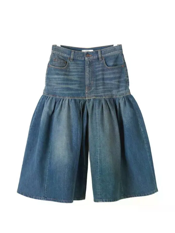 Chloé Ruffled Denim Shorts - Blue