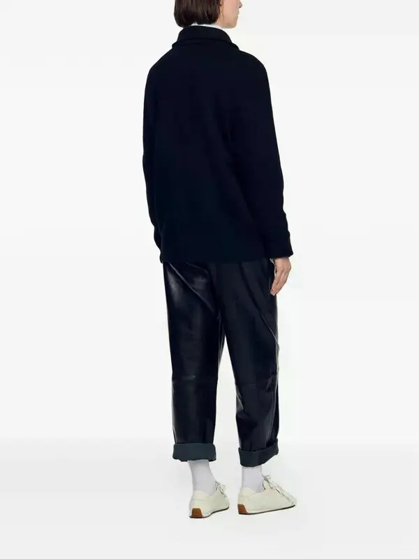 Sandro Boxy Zip Sweater With Standing Collar