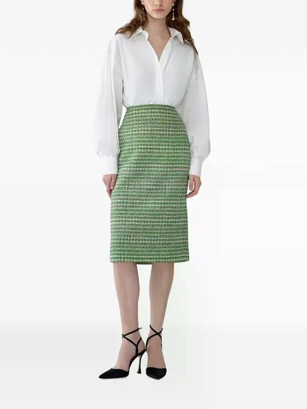 Carolina Herrera Tweed Pencil Midi Skirt