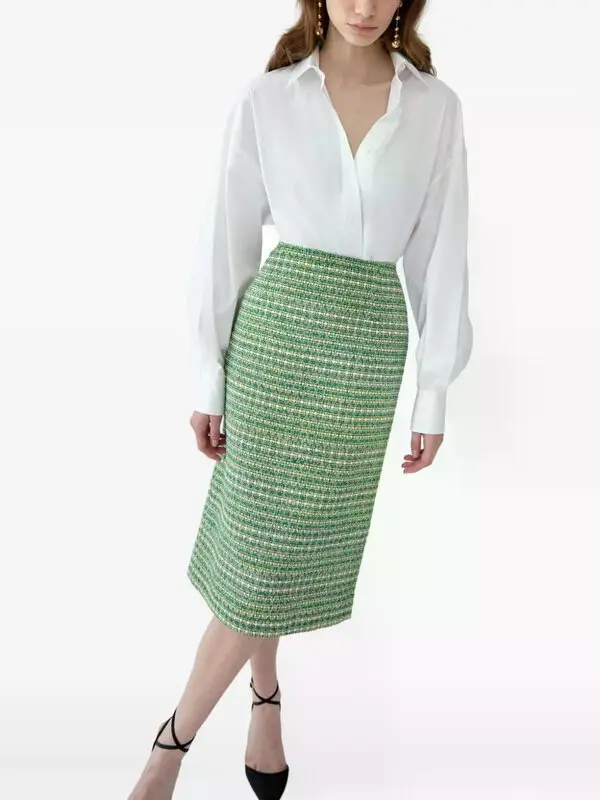 Carolina Herrera Tweed Pencil Midi Skirt