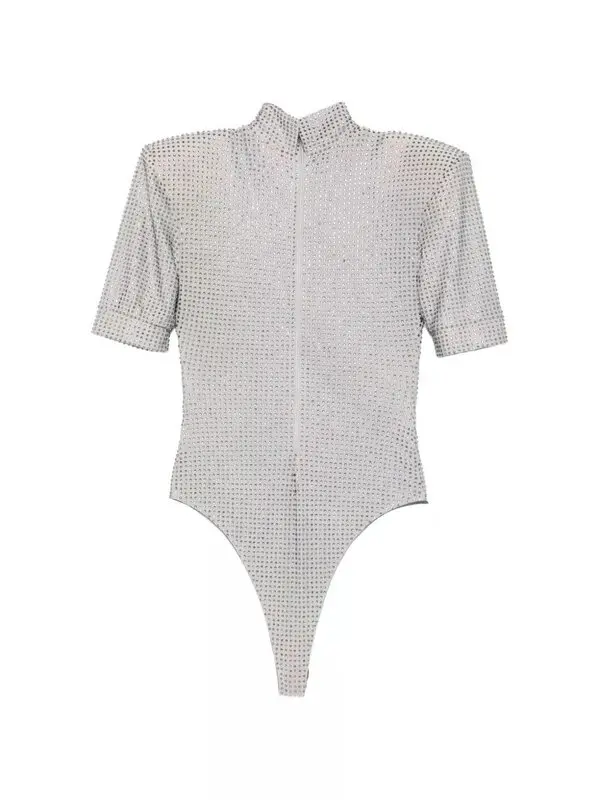 MITILIANE COUTURE Rhinestone-embellished Short-sleeve Bodysuit - Grey