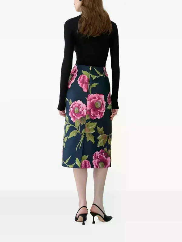Carolina Herrera Peony-jacquard Midi Pencil Skirt