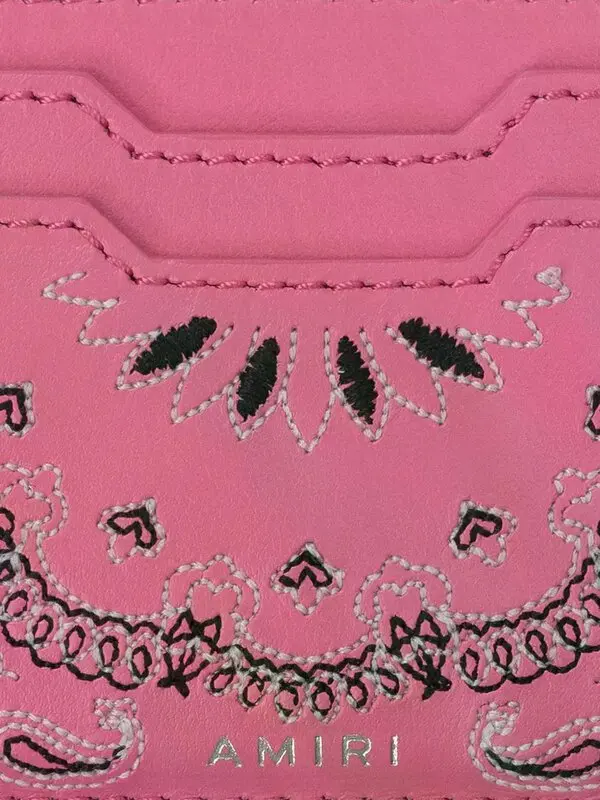 Amiri Bandana-embroidered Card Holder - Pink