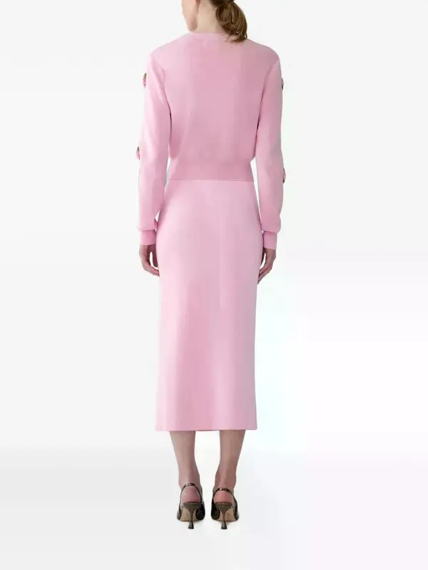 Carolina Herrera Floral-embroidered Cardigan - Pink