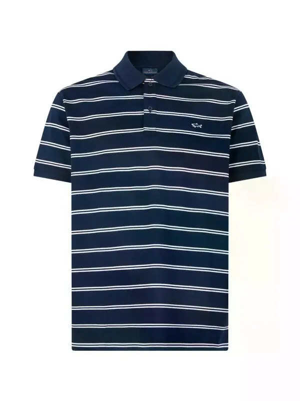 Paul & Shark Striped Logo-patch Polo Shirt - Blue
