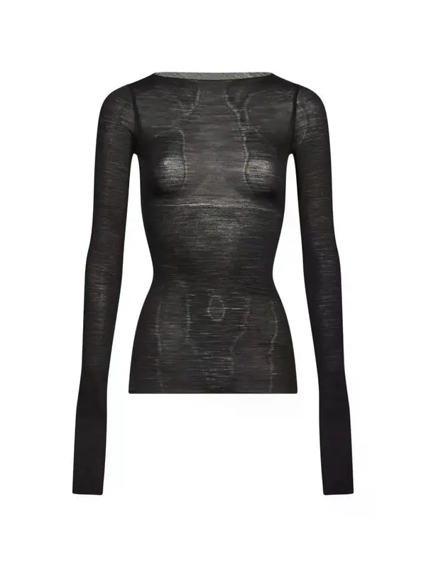 Rick Owens Sheer Ruched-sleeve Top - Black