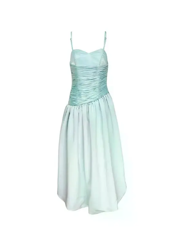 STOLEN STORES Ruched Bubble-hem Midi Dress - Blue