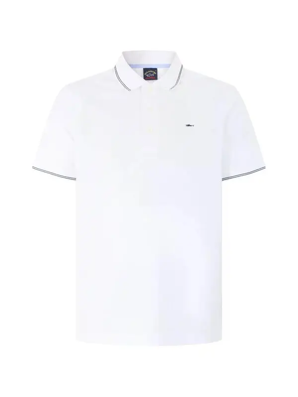 Paul & Shark Logo-patch Tipped Polo Shirt - White