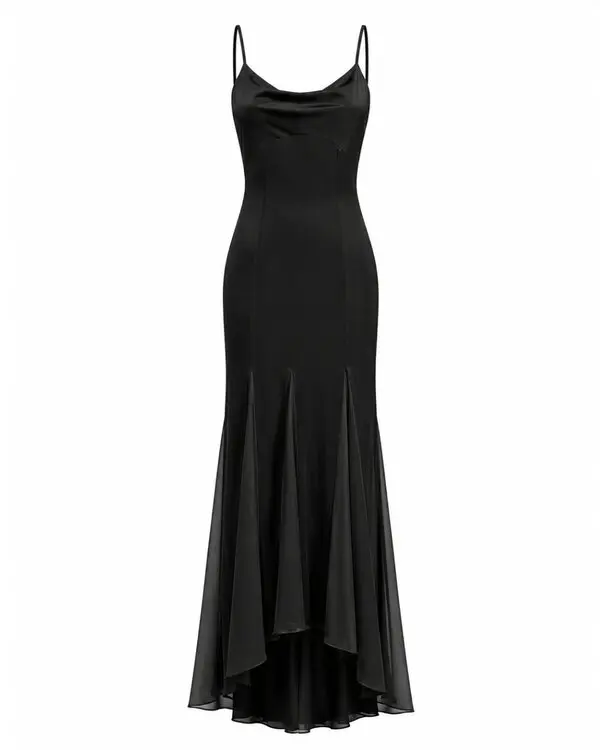 Azeeza Kaida Charmeuse / Chiffon Midi - Black