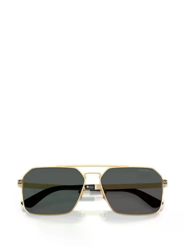Versace Greca Medusa Rectangular-frame Sunglasses - Gold