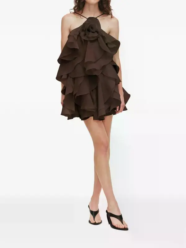 Aje Pandorea Ruffled Mini Dress - Brown