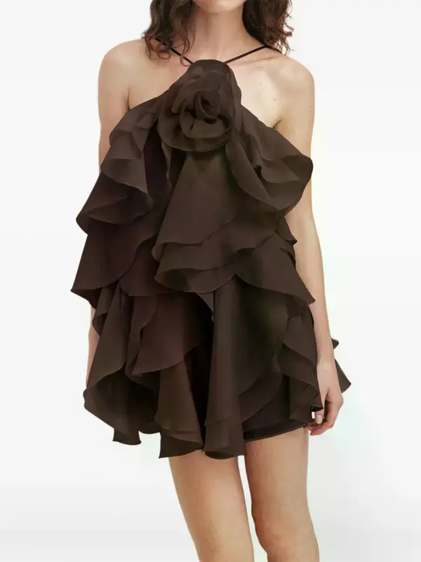 Aje Pandorea Ruffled Mini Dress - Brown