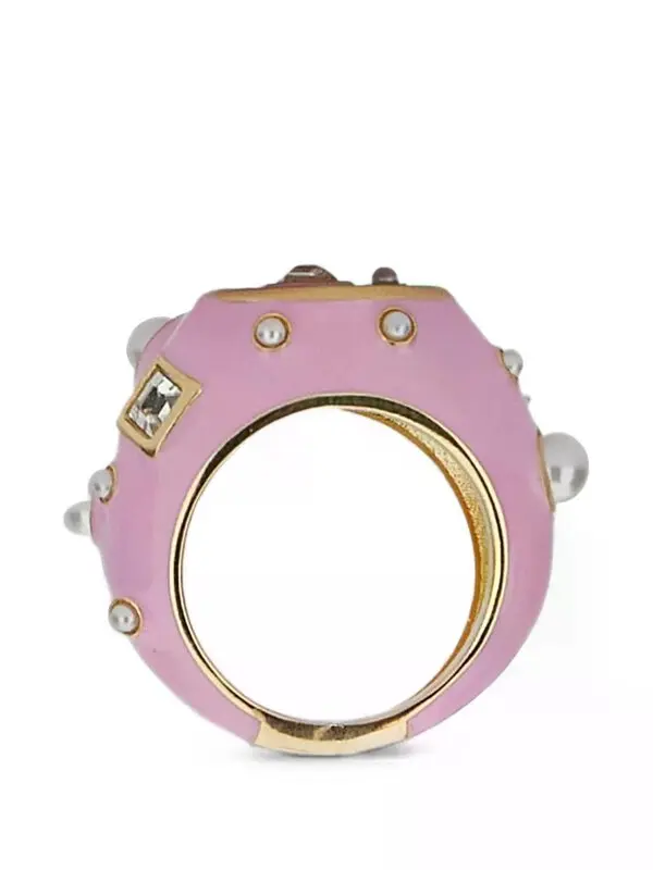 MOI MÊME MILANO Crystal-embellished Enamelled Ring - Gold