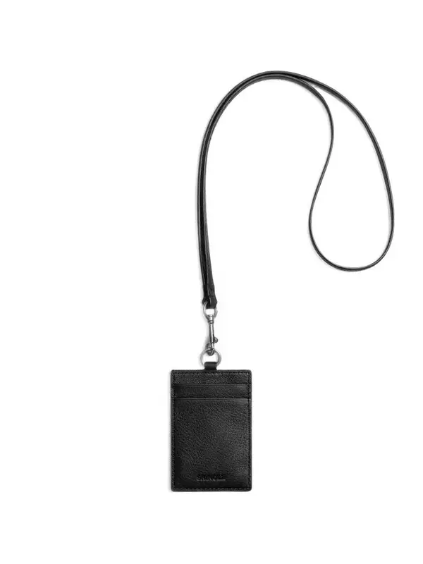 Shinola Pebbled Leather Lanyard Cardholder - Black