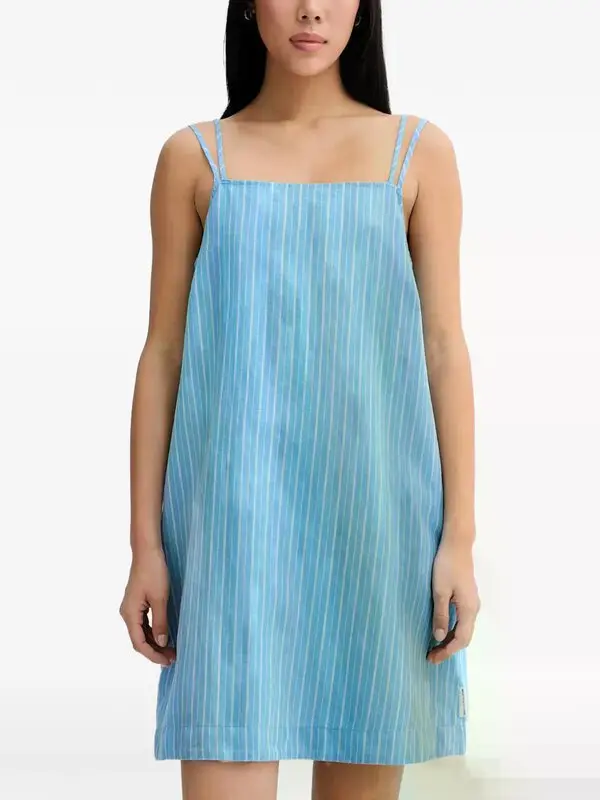 Marc O'polo Vertical-stripe Square-neck Mini Dress - Blue