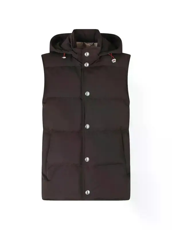 Eleventy Hooded Padded Gilet - Brown
