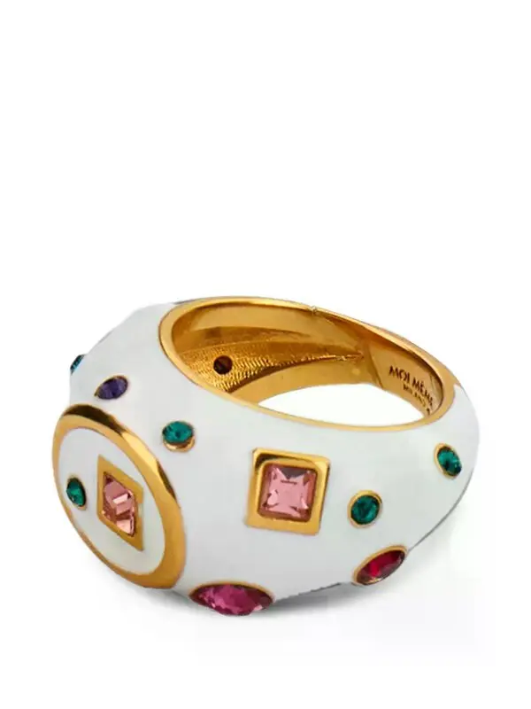 MOI MÊME MILANO Crystal-embellished Enamel Ring - White