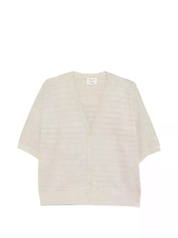MAISON123 Ribbed Short-sleeve Cardigan