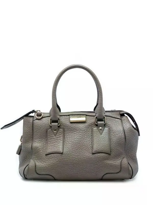 Burberry 2000-2017 Small Grained Leather Heritage Gladstone Satchel - Grey