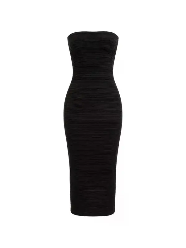 AGUA DE COCO Dawn Ribbed-knit Strapless Midi Dress