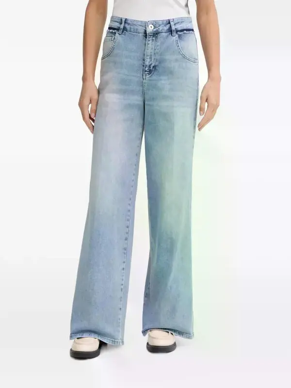 MARC AUREL Faded-wash Wide-leg Jeans - Blue