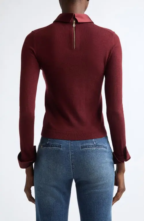 Alice + Olivia Porla Collared Wool Blend Sweater