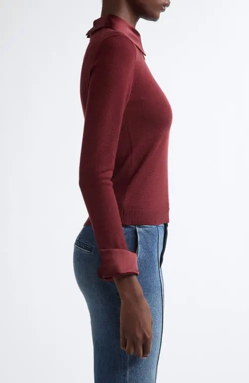 Alice + Olivia Porla Collared Wool Blend Sweater