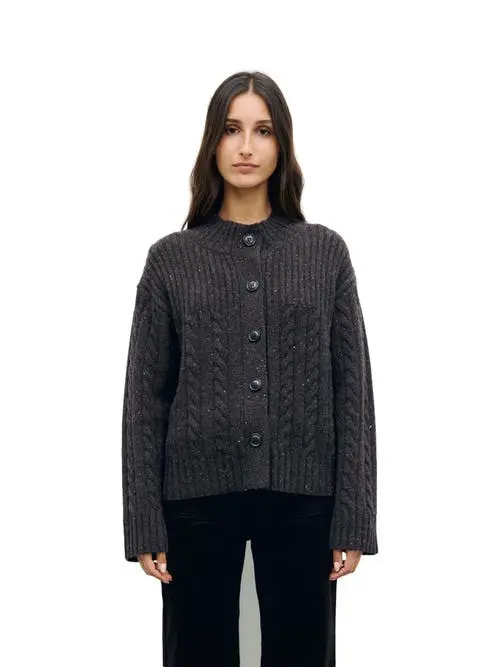 Gerard Darel Rafa Merino Wool Cable Knit Cardigan
