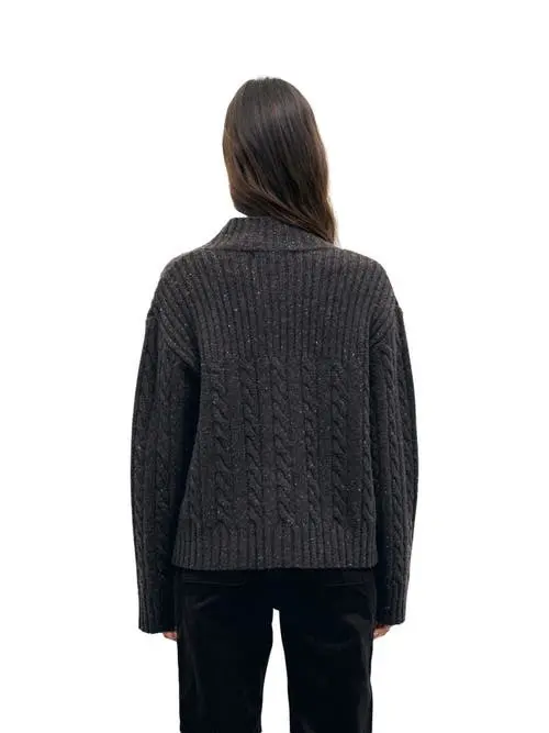 Gerard Darel Rafa Merino Wool Cable Knit Cardigan
