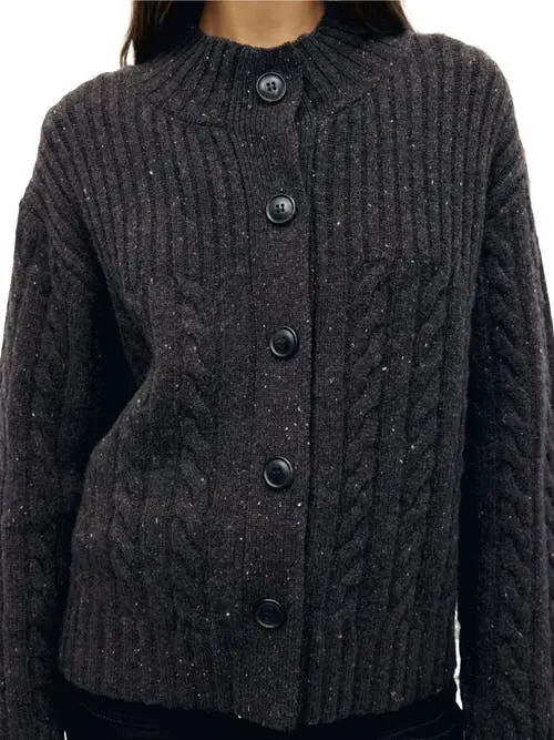 Gerard Darel Rafa Merino Wool Cable Knit Cardigan