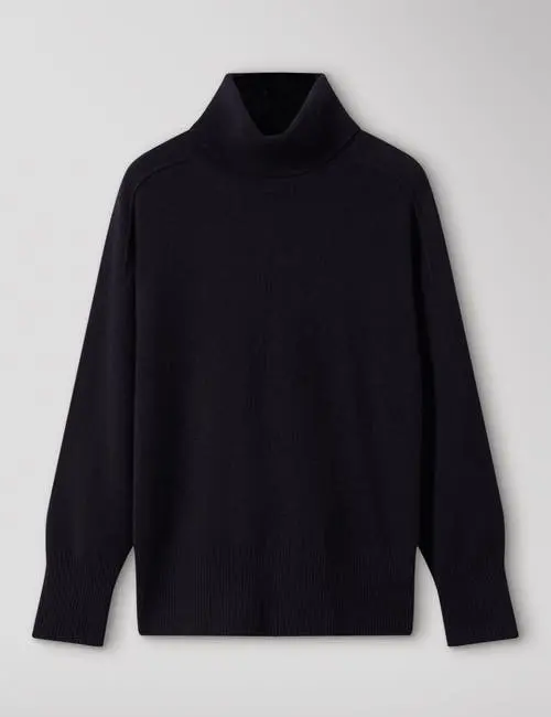 Whistles Cashmere Seam Roll Neck Knit Top