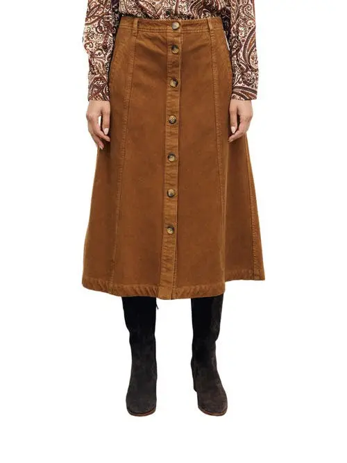 Gerard Darel Tiphaine Button Front Midi Skirt