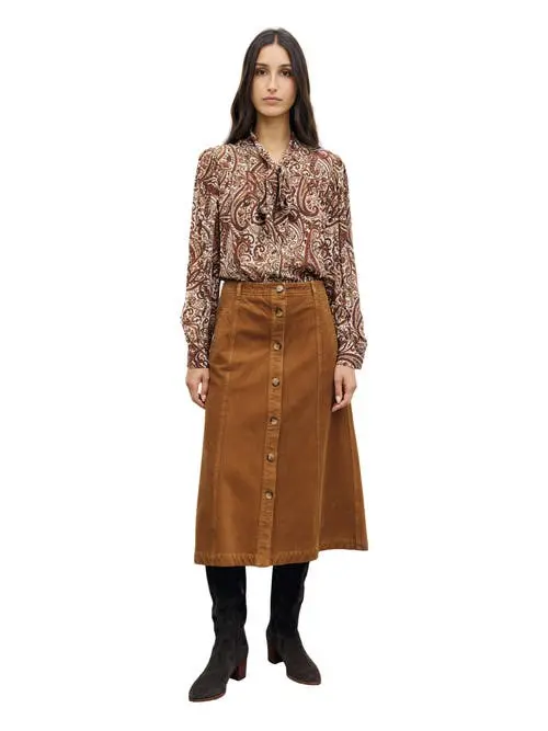 Gerard Darel Tiphaine Button Front Midi Skirt