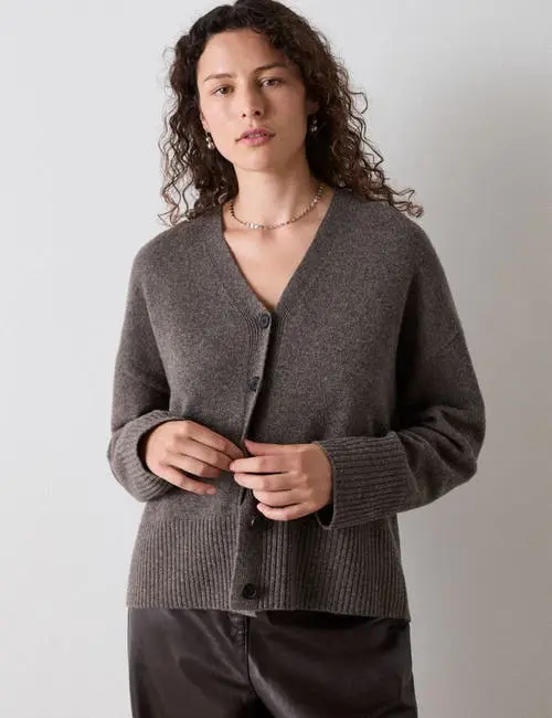 Whistles Wool V-neck Cardigan - Neutral