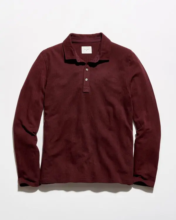Billy Reid Long Sleeve Herringbone Polo - Plum
