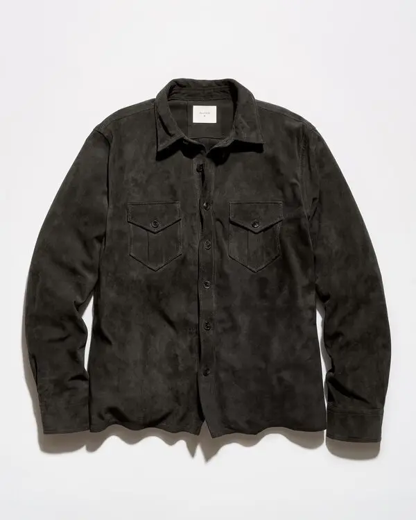 Billy Reid Featherweight Suede Scout Shirt - Brown