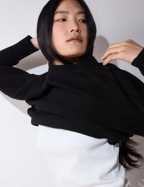 Whistles 100% Cashmere Seam Crew Neck Sweater