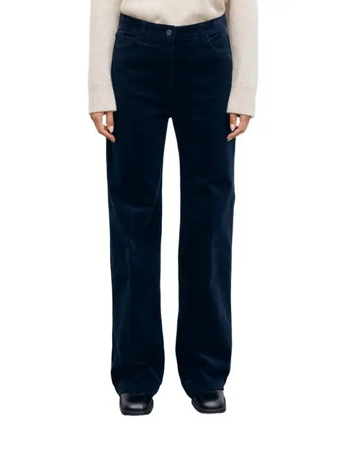 Gerard Darel Mag Wide Leg Corduroy Trousers - Navy Blue