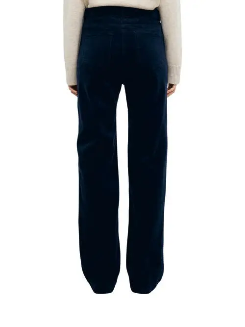 Gerard Darel Mag Wide Leg Corduroy Trousers - Navy Blue