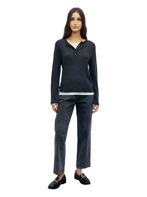 Gerard Darel Becca Henley Long Sleeve Top
