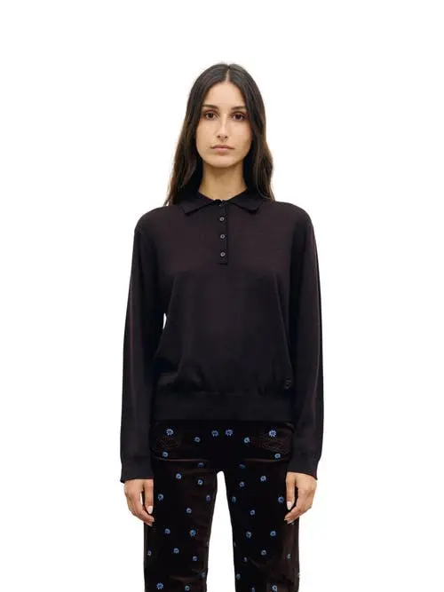 Gerard Darel Rebeca Merino Polo Collar Jumper - Brown