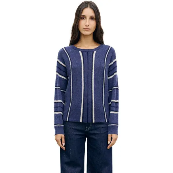 Gerard Darel Ricki 100% Cashmere Striped Sweater - Jeans