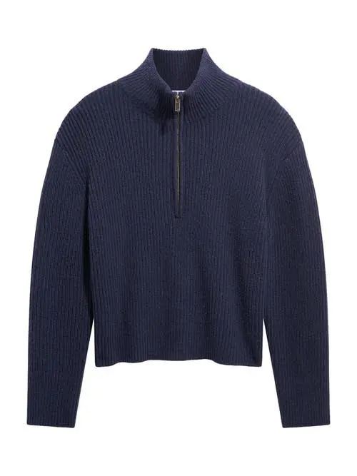 Gerard Darel Rika Oversized Ribbed Zip-neck Sweater