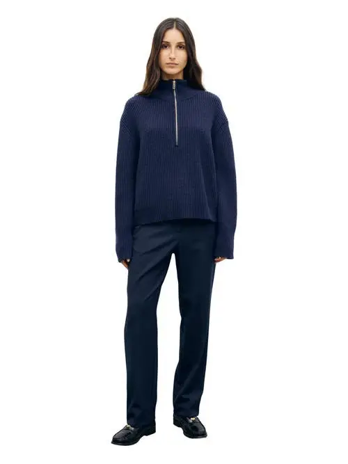Gerard Darel Rika Oversized Ribbed Zip-neck Sweater
