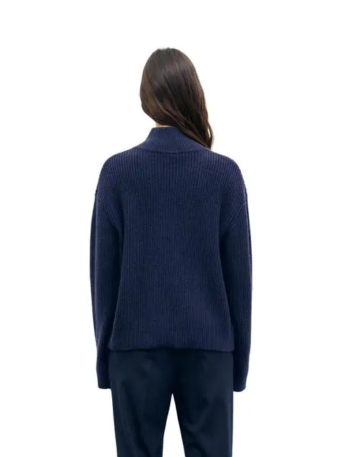 Gerard Darel Rika Oversized Ribbed Zip-neck Sweater