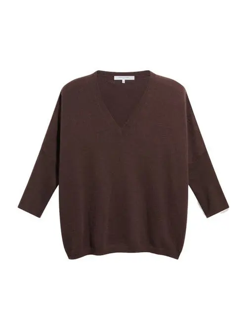 Gerard Darel Resa 100% Cashmere V-neck Sweater - Brown